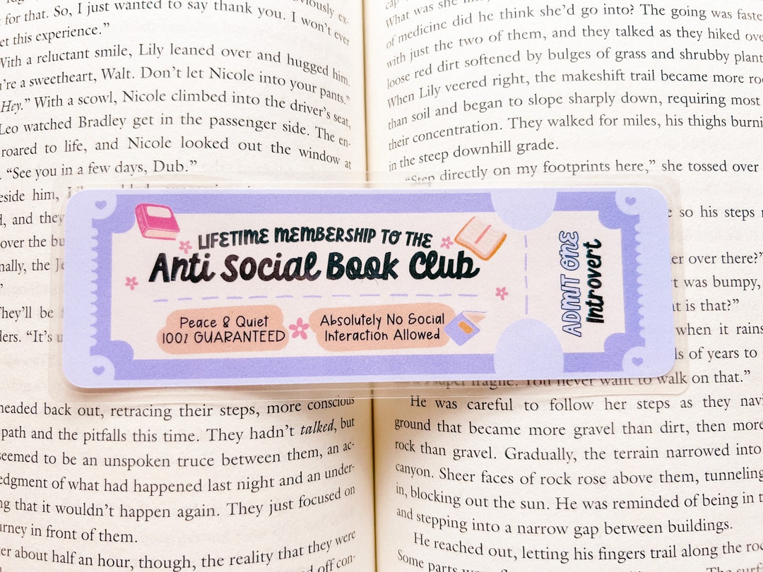 Anti Social Book Club Laminated Bookmark: Bookworm Reader Gift - Etsy