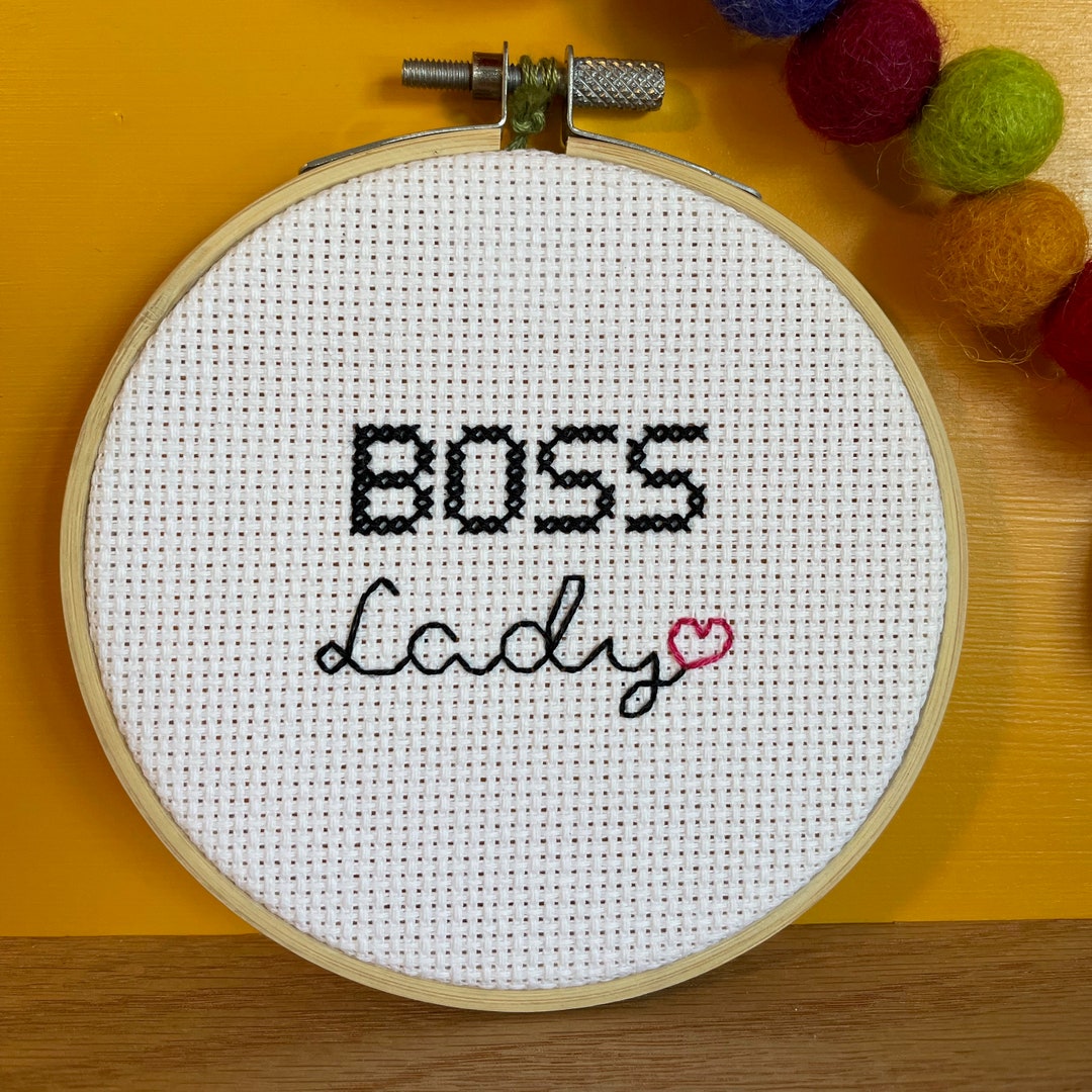Boss Lady Embroidery Girl Boss Hand Embroidery Girl Power Needlepoint ...