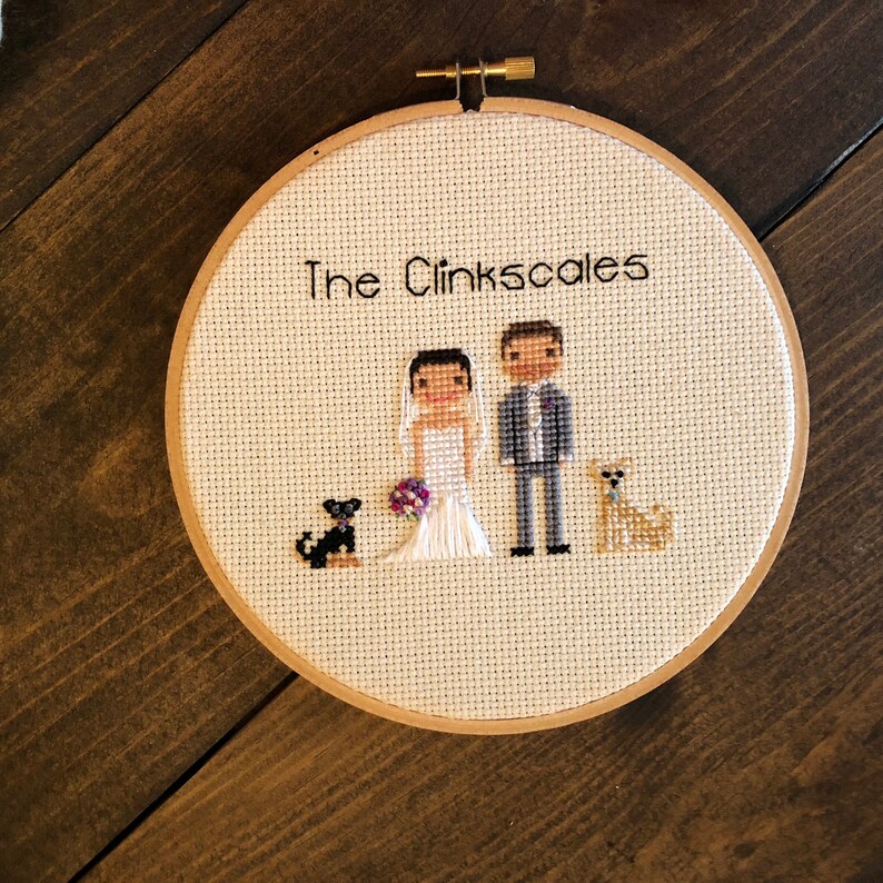 Custom Wedding Cross Stitch Personalized Marriage Embroidery | Etsy