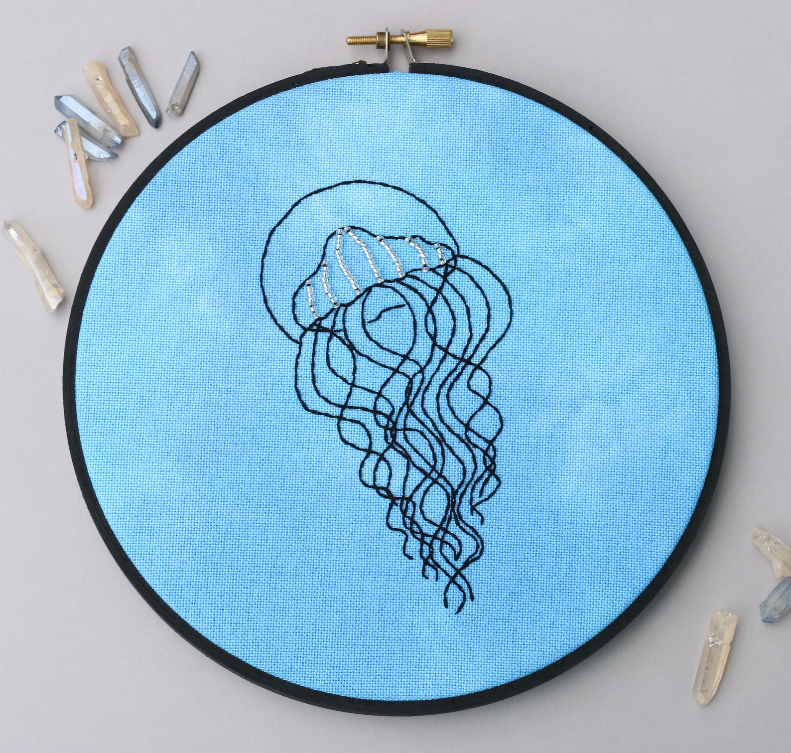 Jellyfish Embroidery Beaded Hand Embroidery Underwater - Etsy