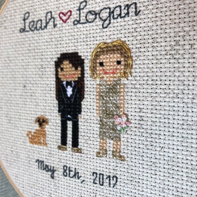 Custom Wedding Cross Stitch Personalized Marriage Embroidery | Etsy