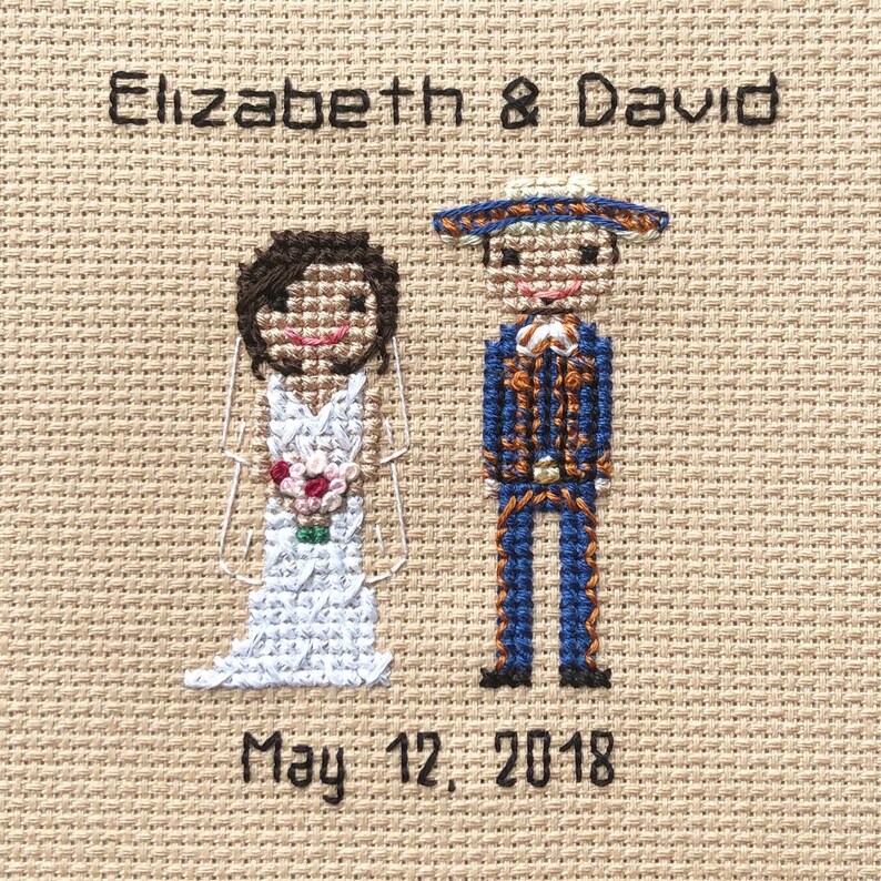 Custom Wedding Cross Stitch Personalized Marriage Embroidery - Etsy