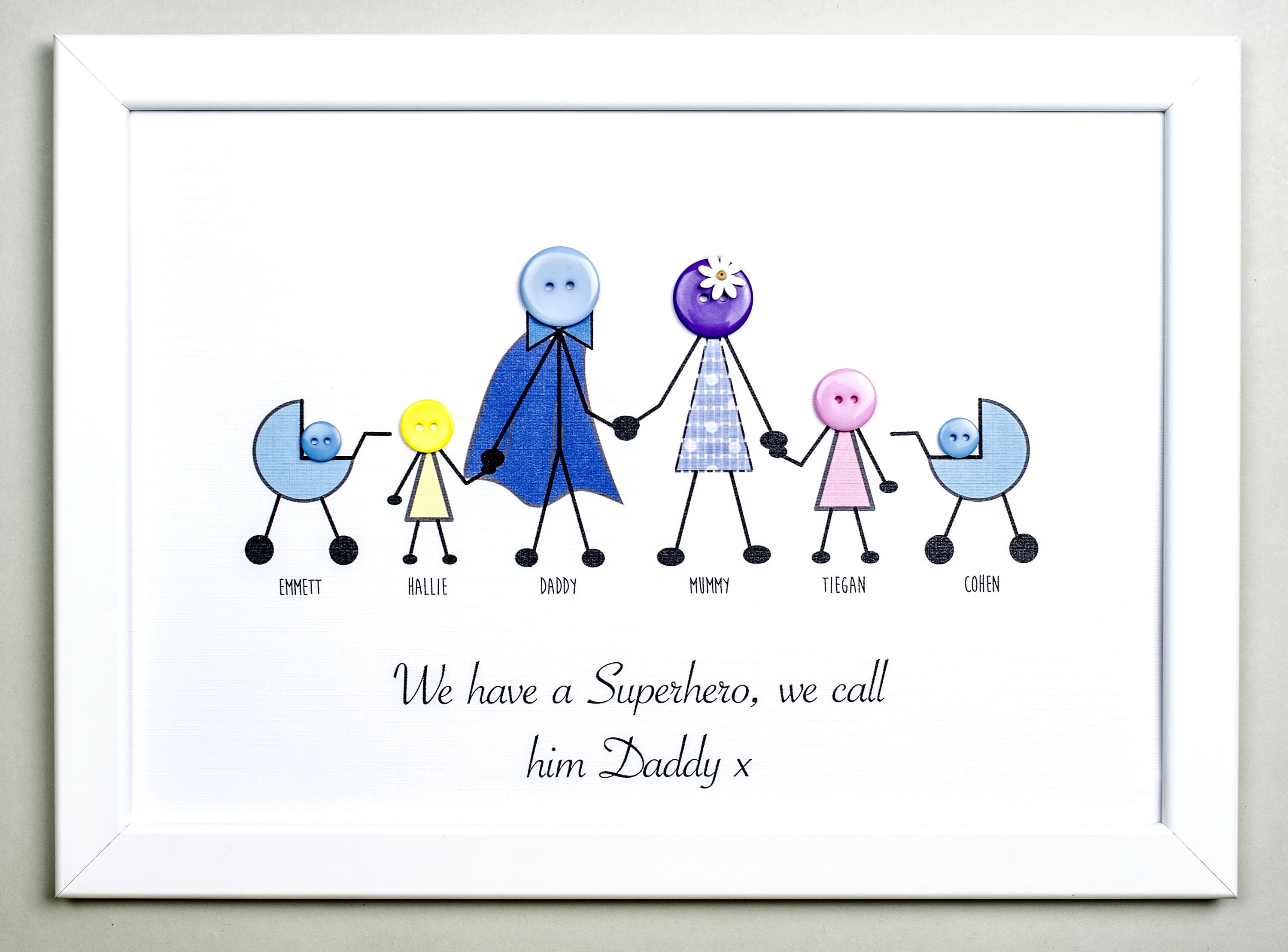 Personalised Button Family Print New Home Gift Custom Art - Etsy