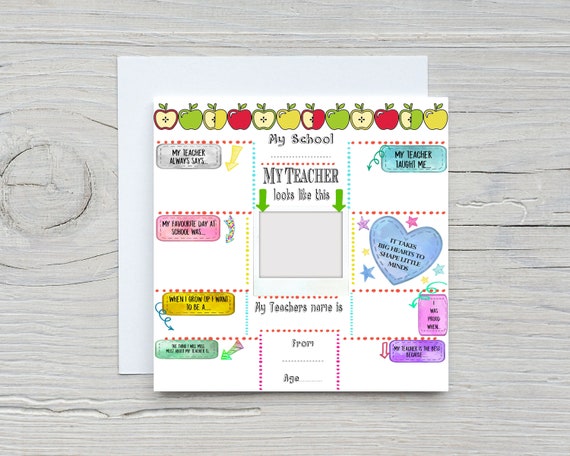 Teacher Thank You Card Fill in the Blanks Card Teacher Gift - Etsy