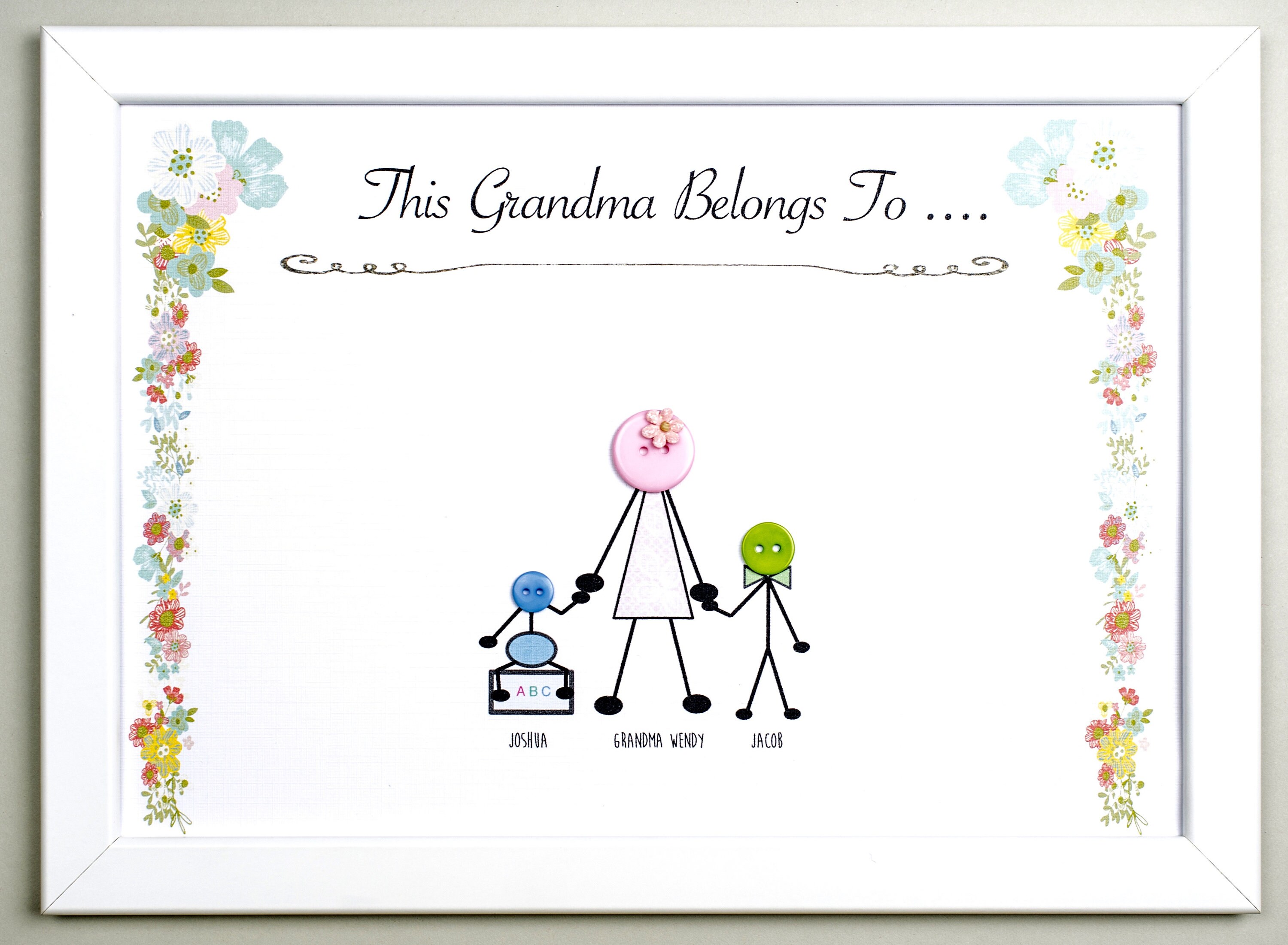 Grandparents Gift Mother's Day gift Button art This | Etsy