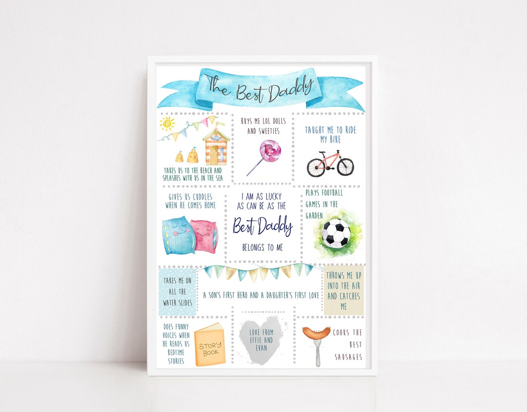Personalised Father and Child Print, Custom My Daddy and Me Memory ...