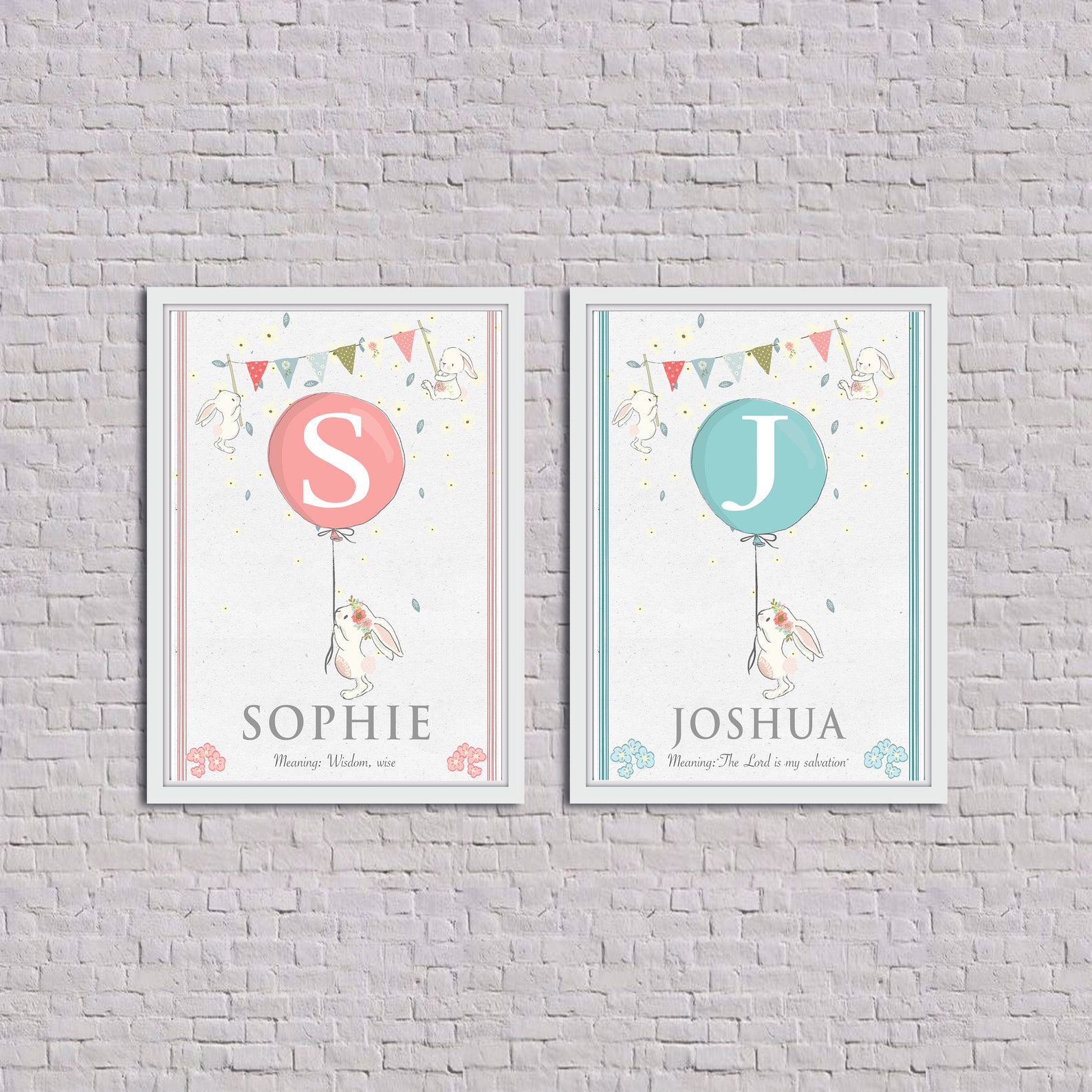 Name Meaning Nursery Print Baby Initial Print New Baby Gift - Etsy