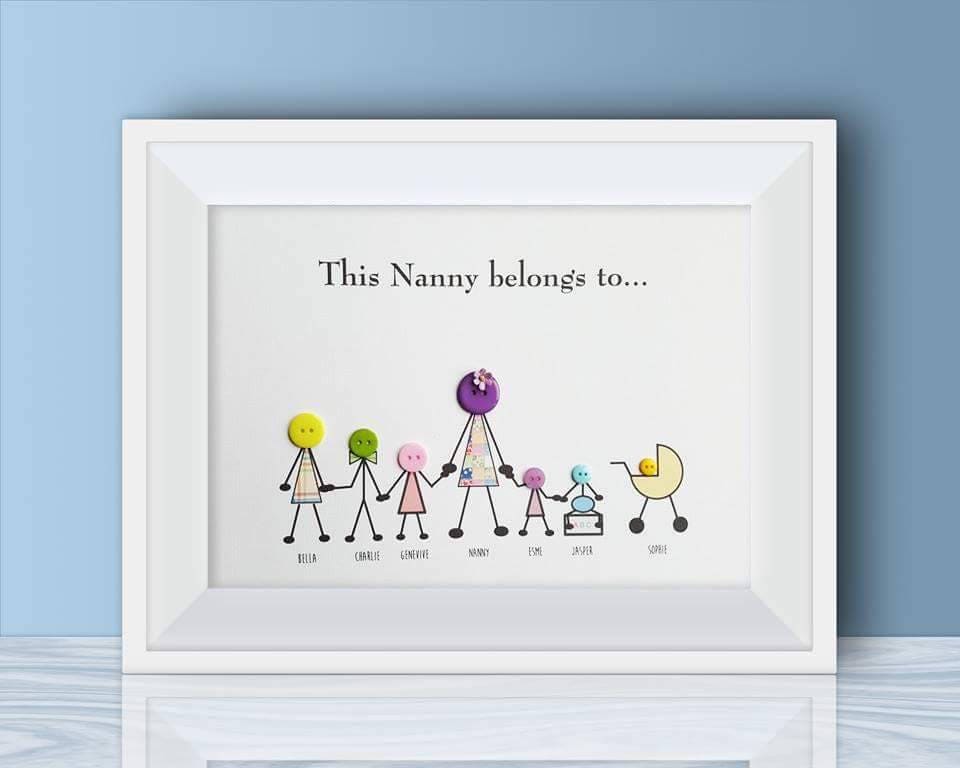 Personalised Button Family Print New Home Gift Custom Art - Etsy