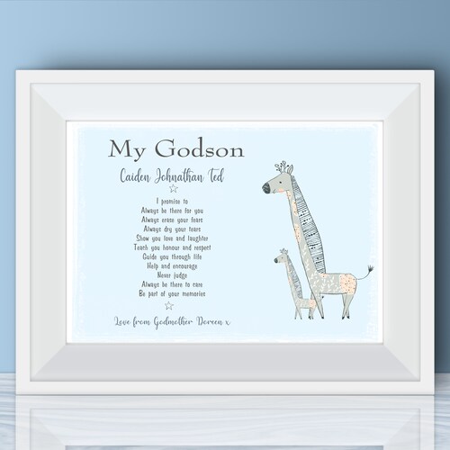 Personalised Godson Poem Promise Print Baptism Christening Day - Etsy UK