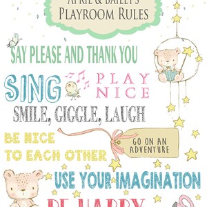 Playroom Rules Poster, Nursery Poster, Playroom Print, Play Rules, Sign ...
