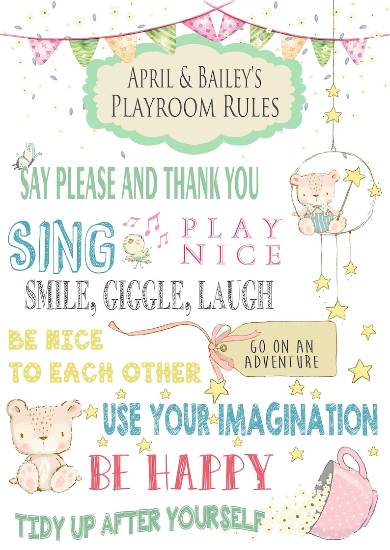 Personalized Playroom Rules Poster, Nursery Decor Art - Etsy UK