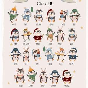 Penguin Teacher Gift Christmas Print, Personalised Classroom Decor ...