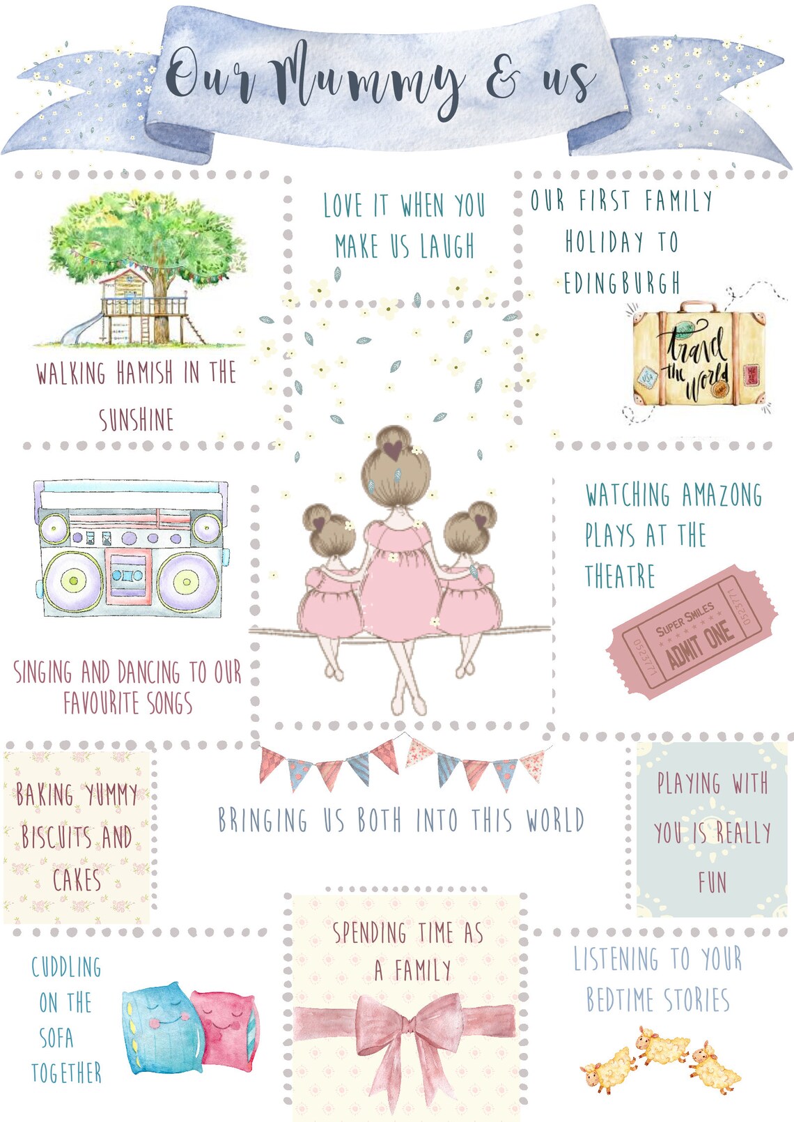 Personalised My Mum and Me Memory Print, Mother's Day Gift for Mum, Mum ...