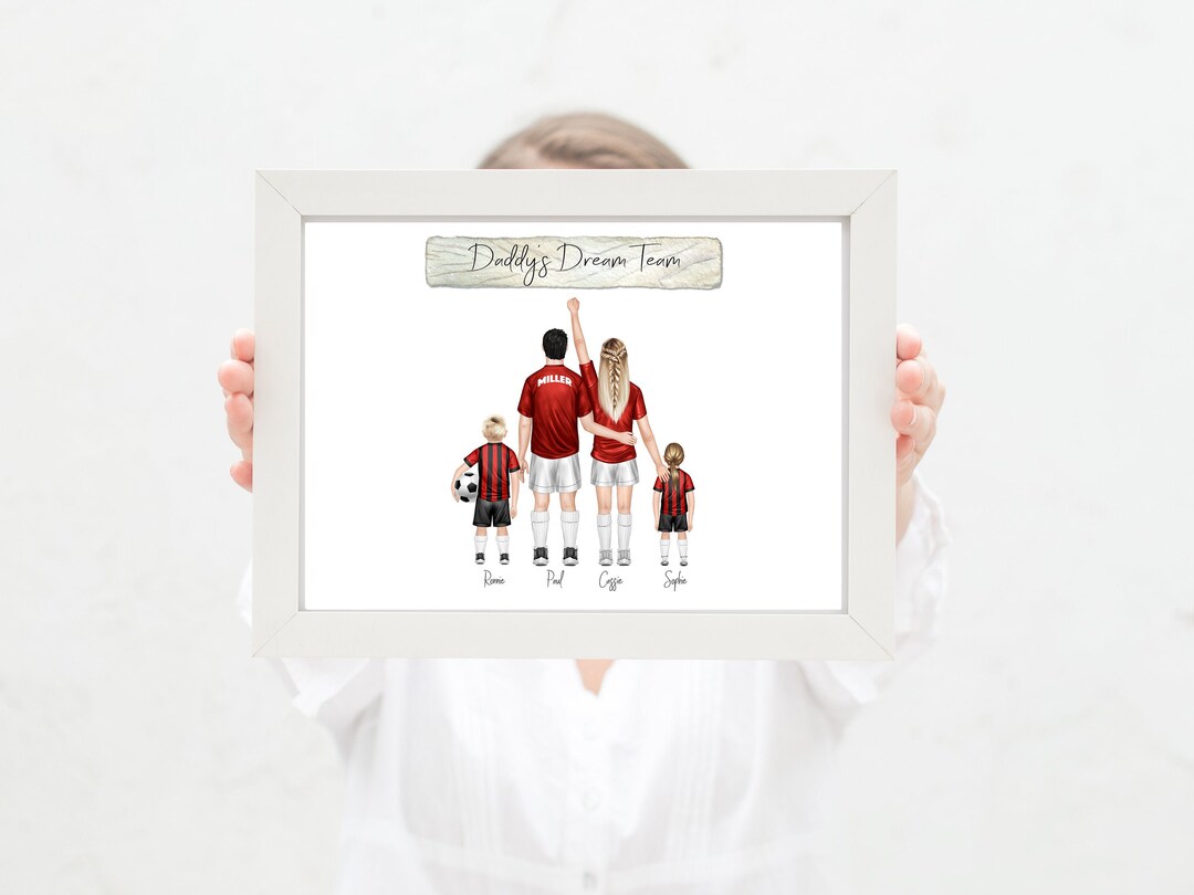 Personalised Family Football Print, Daddy's Team, Custom Sports Gift ...