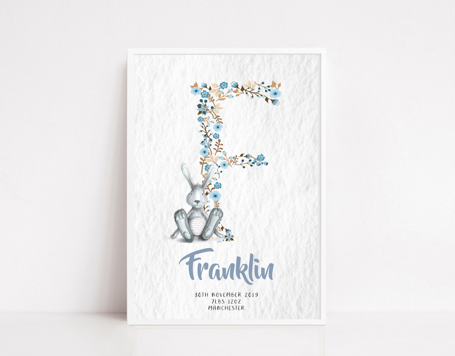 Personalised Nursery Print, Monogram Print, Floral Initial Letter Print ...