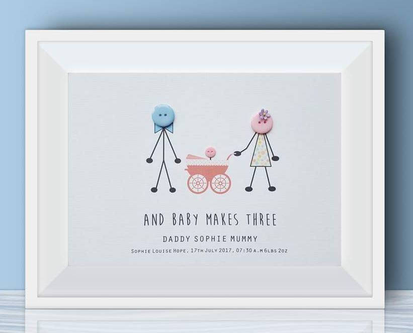Personalised Button Family Print New Home Gift Custom Art - Etsy
