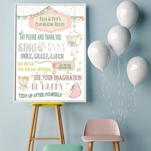 Playroom Rules Poster, Nursery Poster, Playroom Print, Play Rules, Sign ...