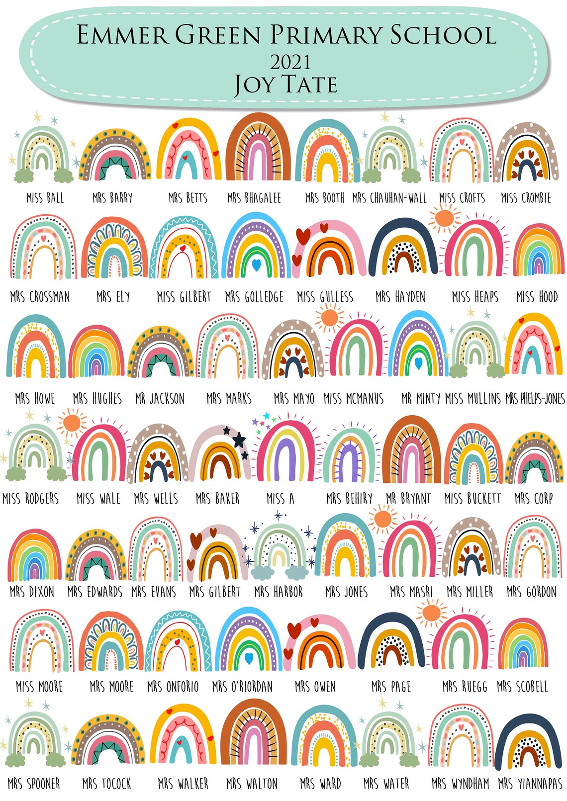 Class Rainbow Print Teacher Gift Thank You Teacher Teaching | Etsy UK