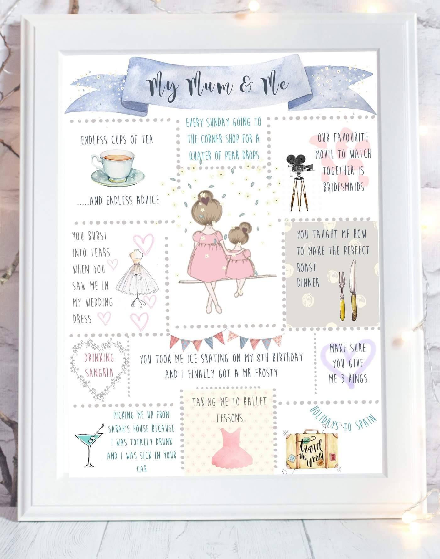 Personalised My Mum and Me Memory Print, Mother's Day Gift for Mum, Mum ...