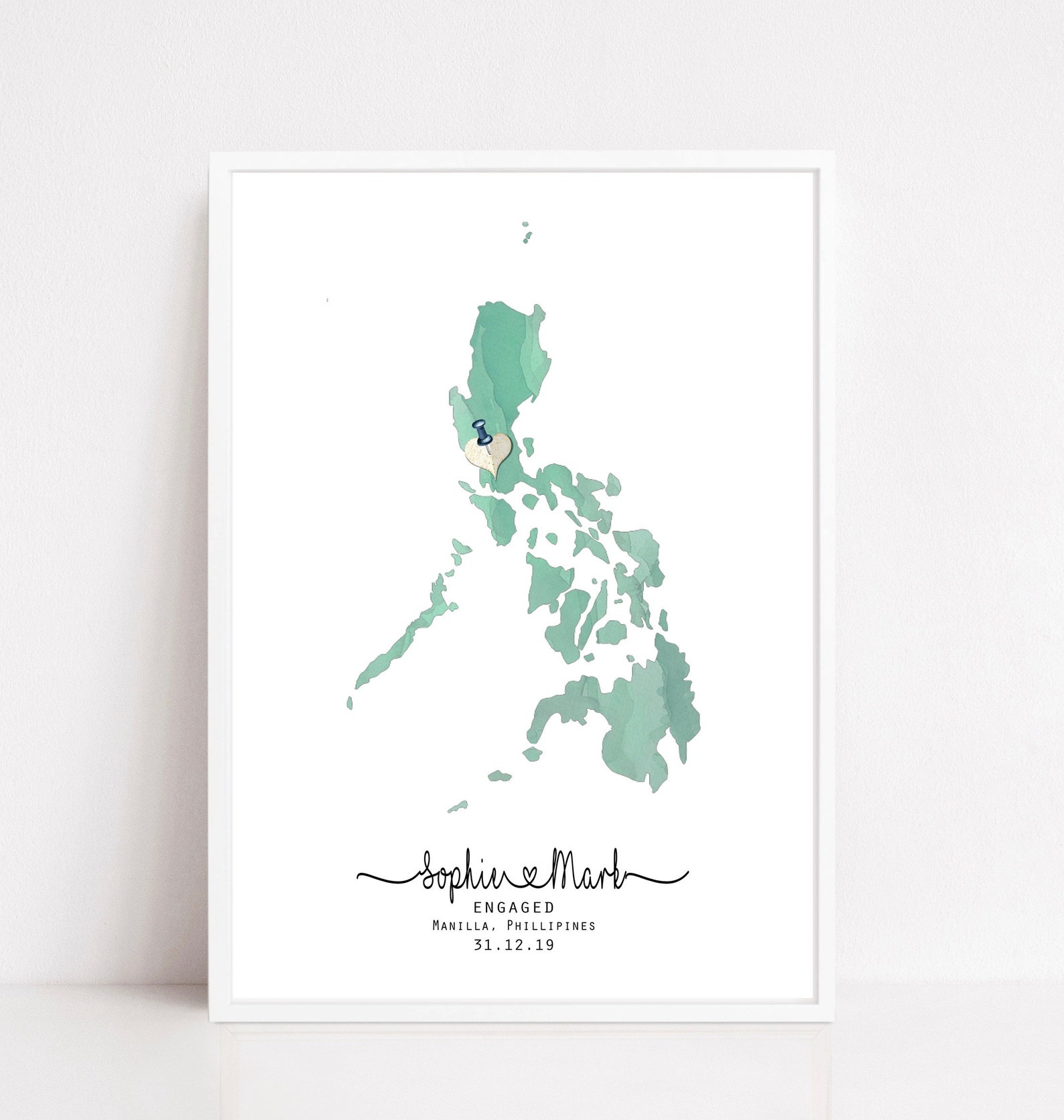 Personalised Engagement Map Gift Engagement Location Print - Etsy UK