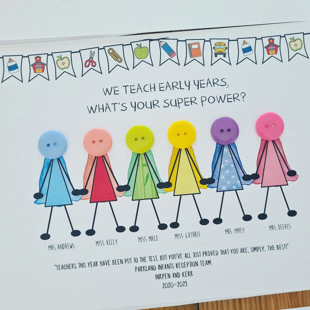 Nursery Leavers Gift 2023, Thank You Teacher, Button Art, Superhero ...