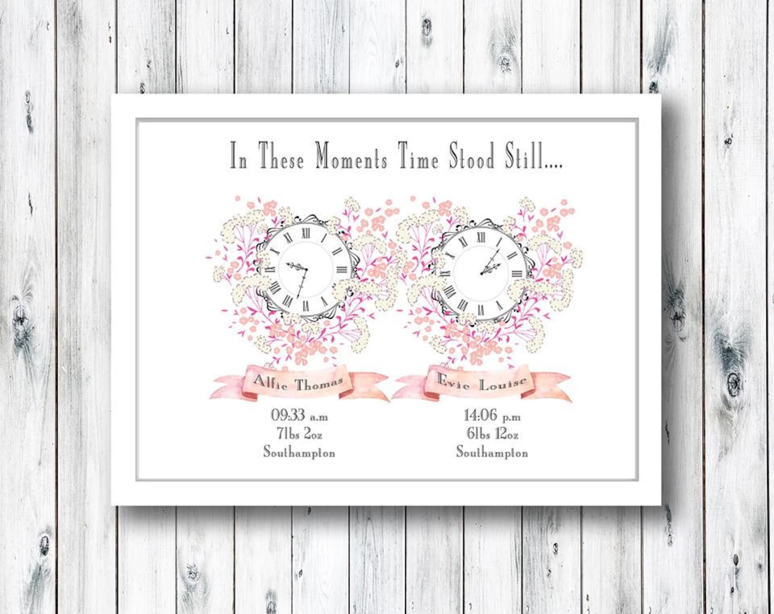 When Time Stood Still Clock Print, Birth Time Art, Mother's Day Print ...