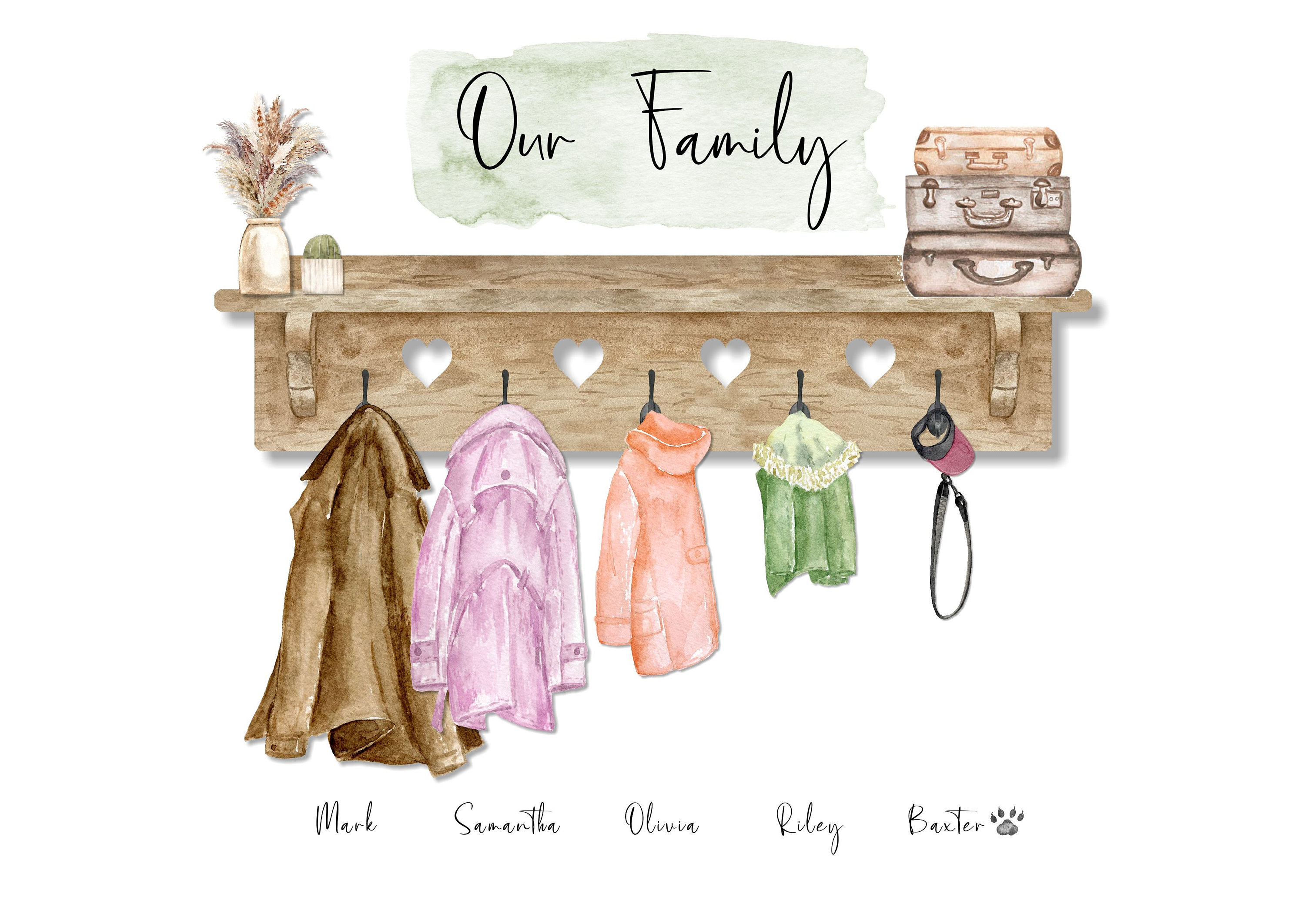Family Coat Print, Watercolour Coats, Family Jackets, Coat Family Print ...