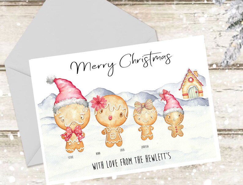 Gingerbread Christmas Card, Customised Christmas Card, Personalized ...