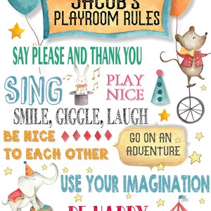 Playroom Rules Poster, Nursery Poster, Playroom Print, Play Rules, Sign ...