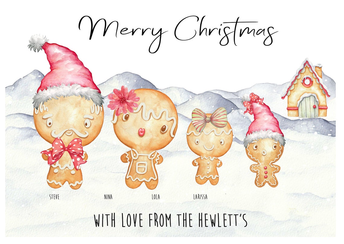 Gingerbread Christmas Card, Customised Christmas Card, Personalized ...