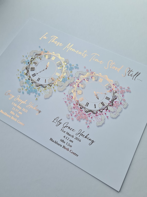 When Time Stood Still Clock Print Birth Time Art | Etsy