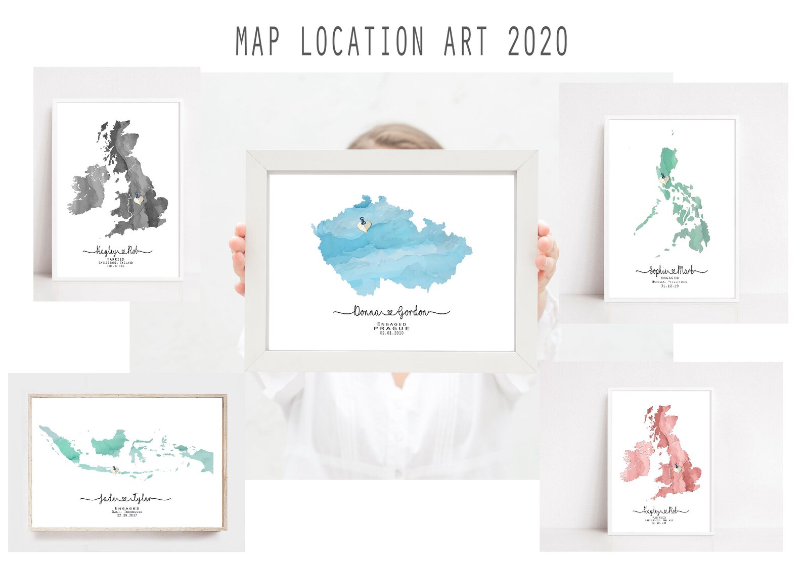 Personalised Engagement Map Gift Engagement Location Print | Etsy