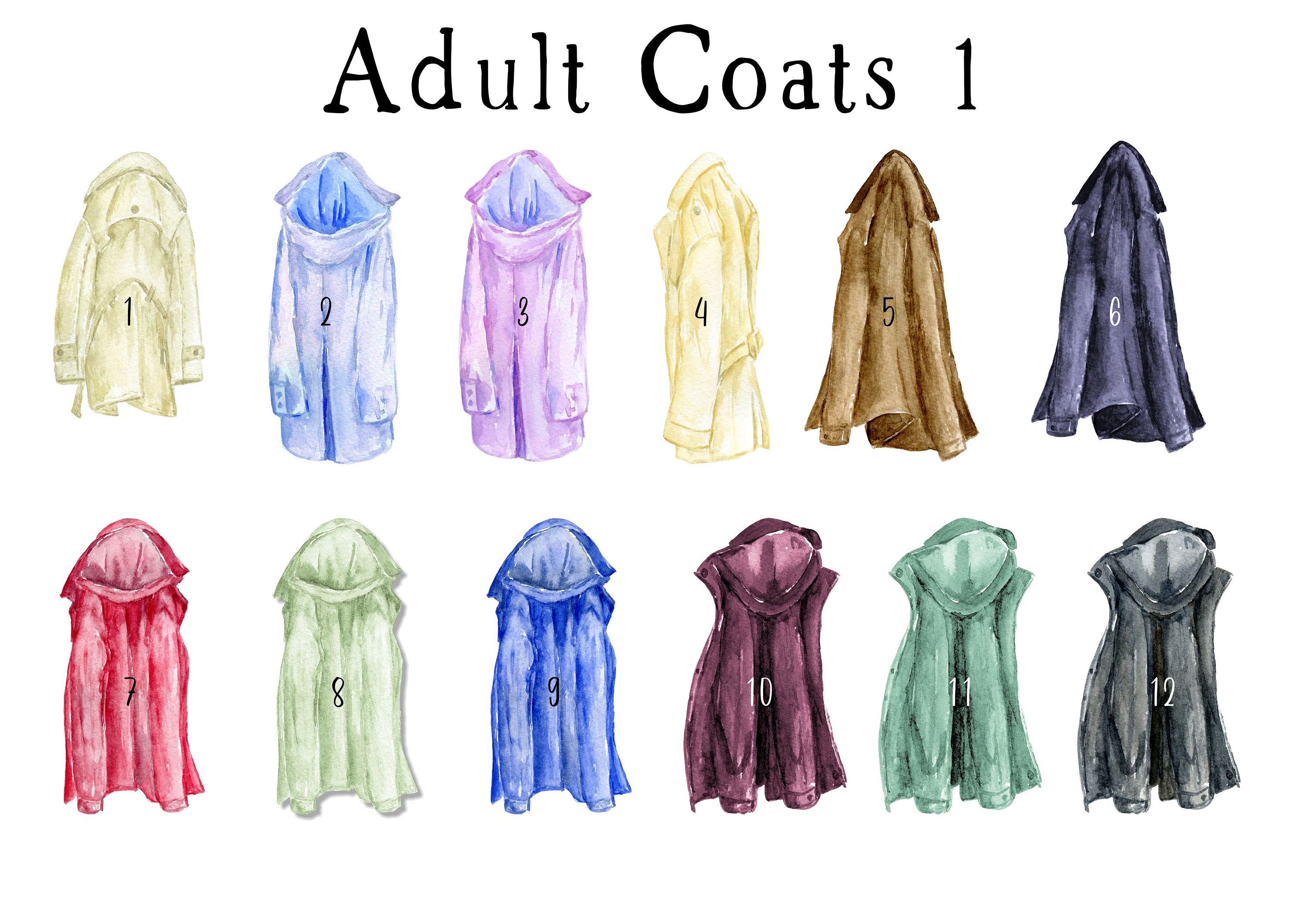 Family Coat Print, Watercolour Coats, Family Jackets, Coat Family Print ...