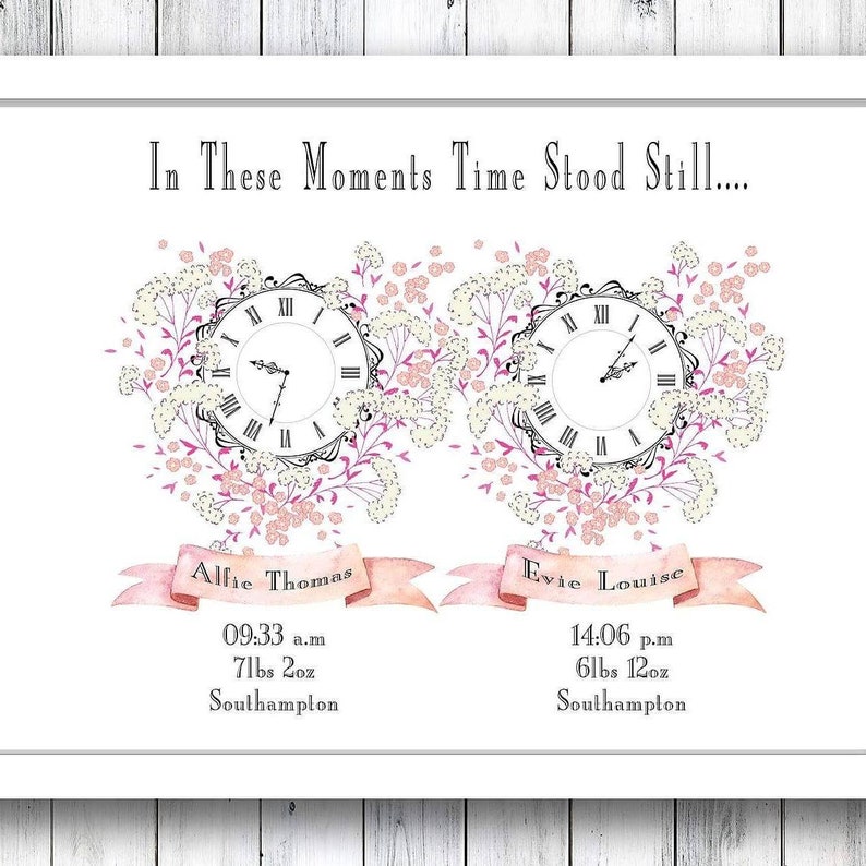 When Time Stood Still Clock Print, Birth Time Art, Mother's Day Print ...