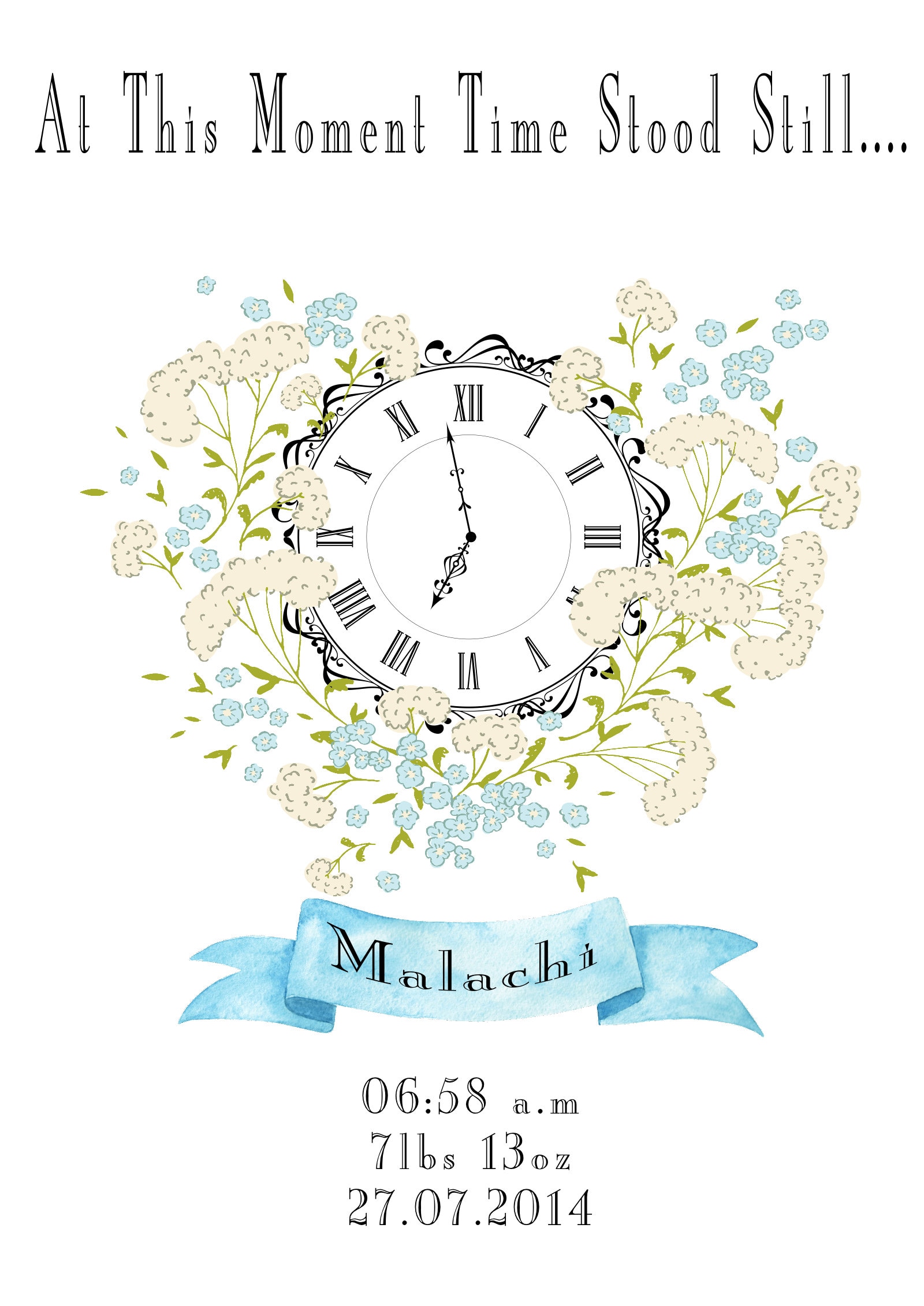 When Time Stood Still Clock Print, Birth Time Art, Mother's Day Print ...