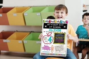 Personalised First Day of School Sign A4 Canvas Poster - Etsy UK