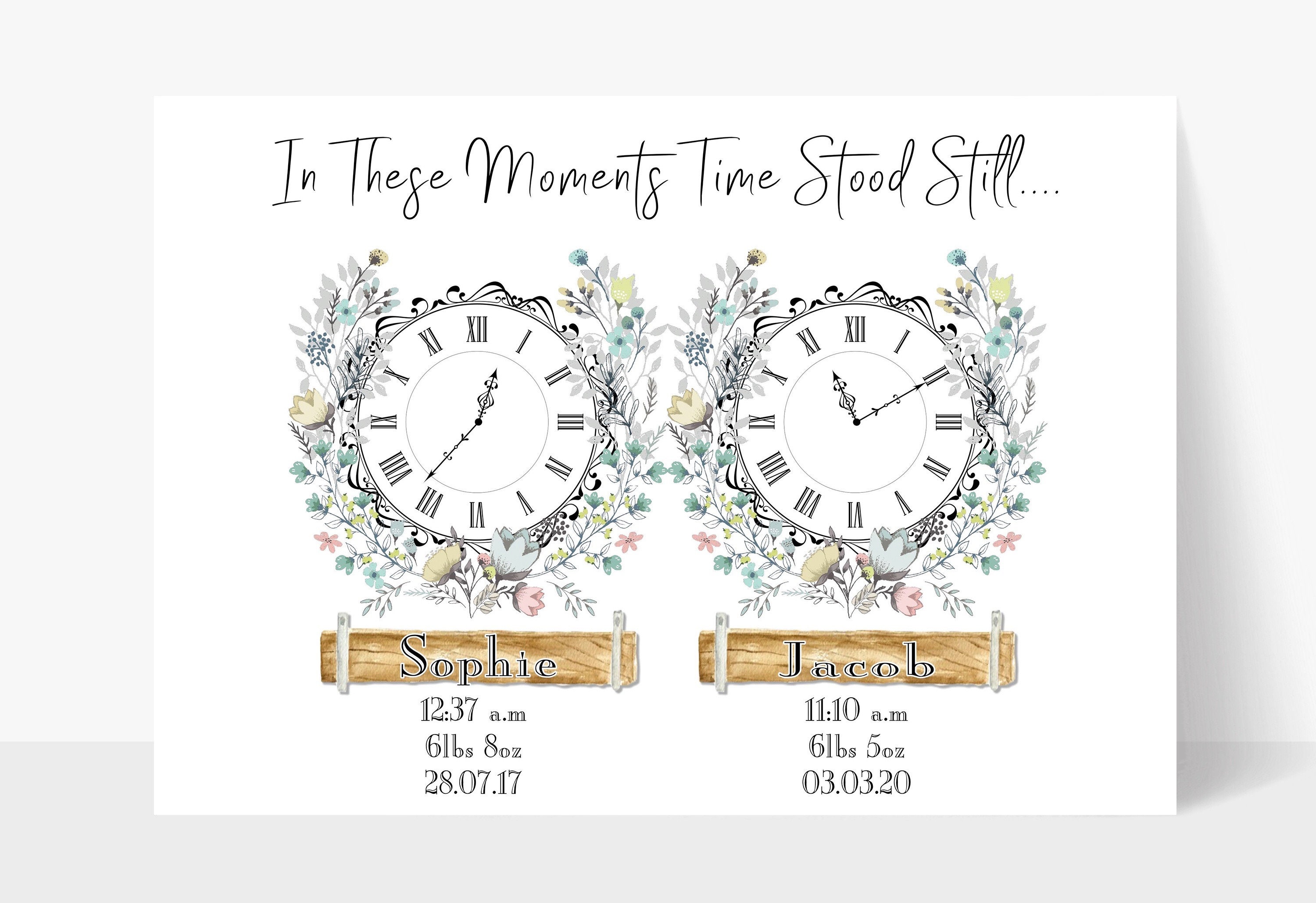 When Time Stood Still Clock Print Birth Time Art | Etsy