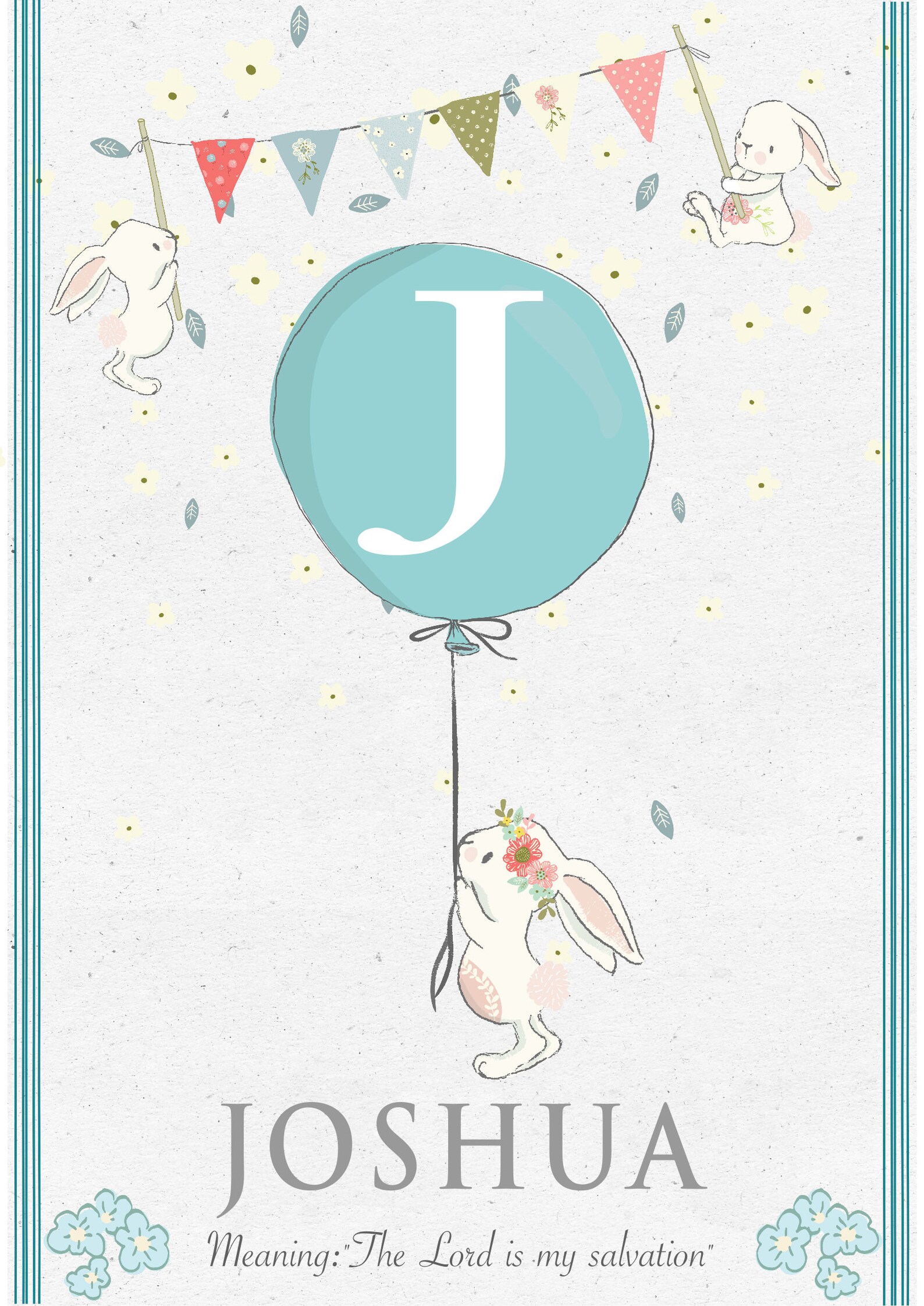 Baby Name Meaning Nursery Art Baby Initial Print - Etsy