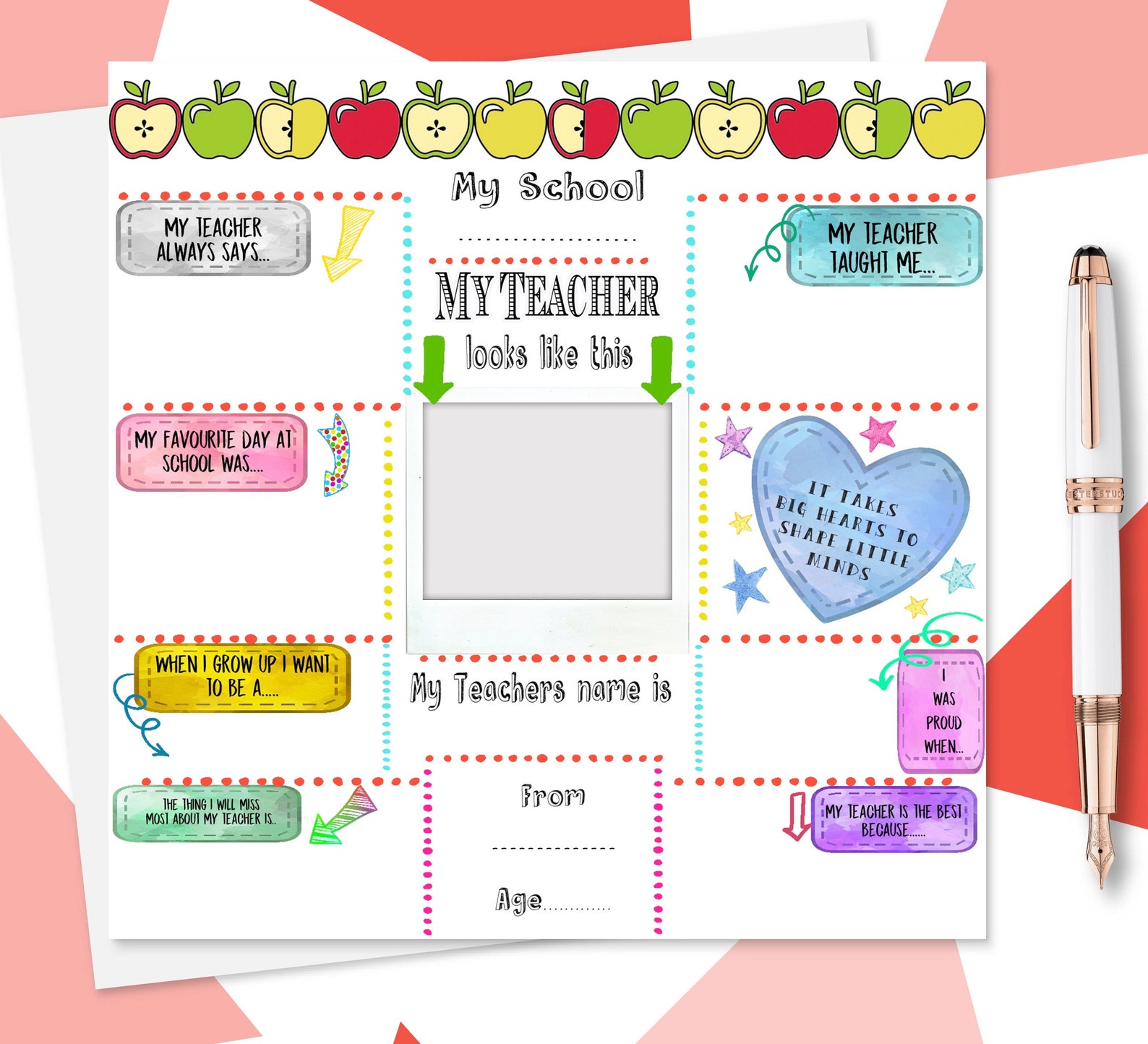 Teacher Thank You Card Fill in the Blanks Card Teacher Gift - Etsy