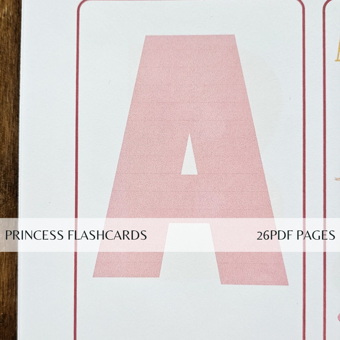 Alphabet Flashcards, Learning Cards, Princess Alphabet Flashcards, - Etsy