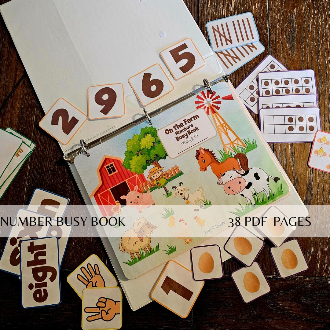 Number Busy Book, Preschool Learning Binder and Toddler Learning ...