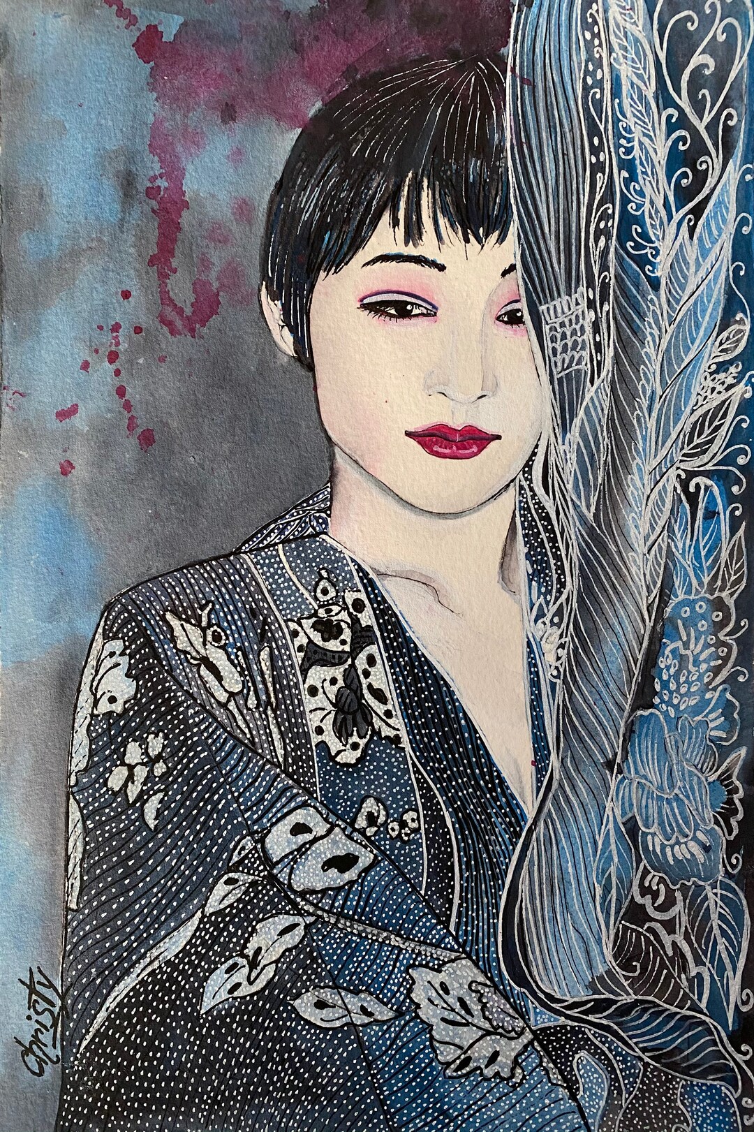 Distant Look in Blue Faraway Look in Blue - Etsy