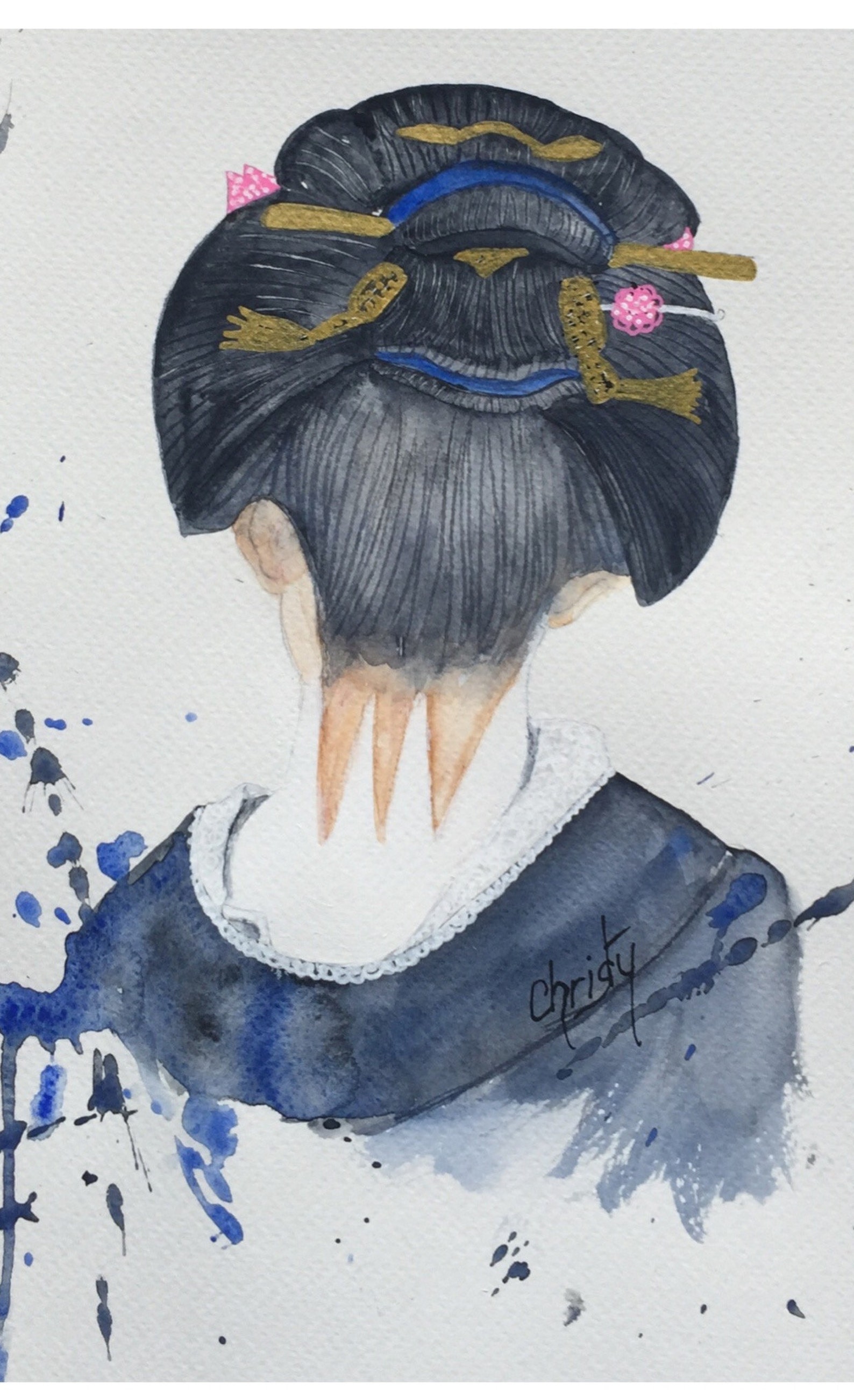 Digital Printing: Geisha, Back Headdress Geisha, Back Headdress - Etsy