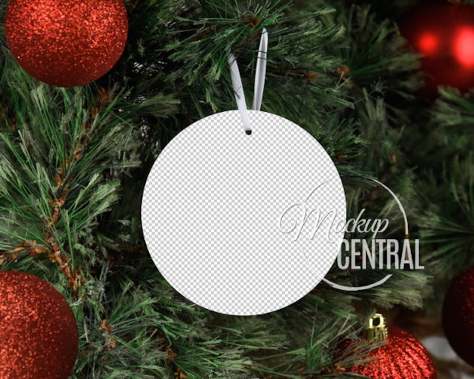 Blank White Round Christmas Ornament Mockup Stock - Etsy