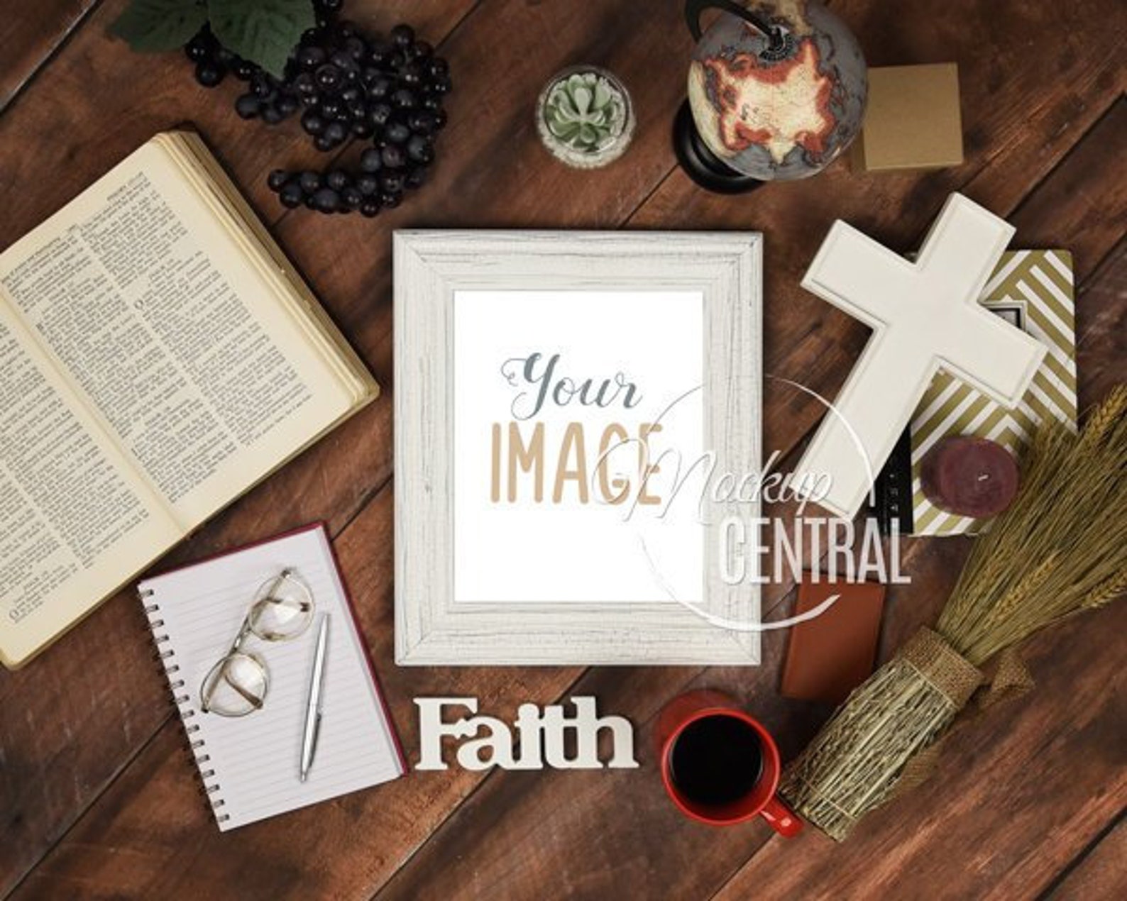 Blank White Frame Mockup Religious Christian Bible Styled | Etsy