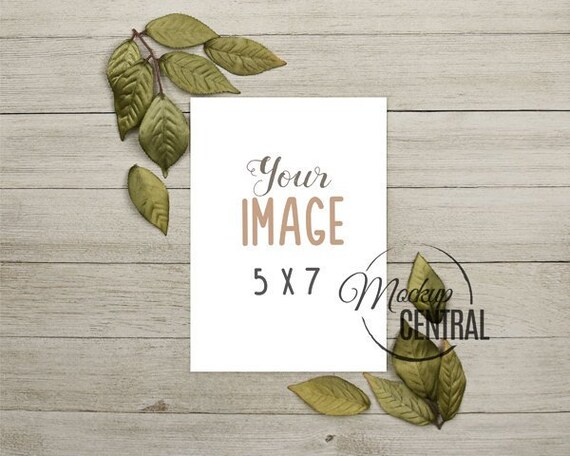 Blank White Invitation Card Wood Mockup Design A7 Wedding | Etsy