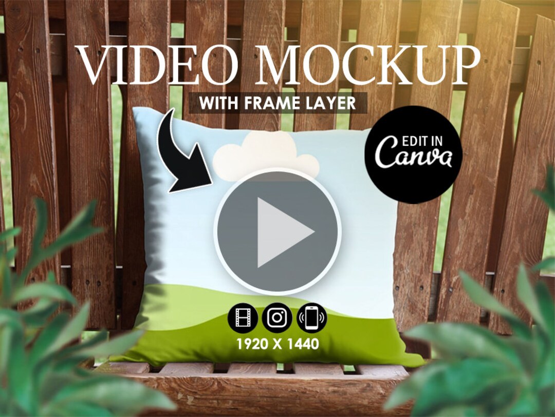 Video Mockup, Animated Pillow Mockup Template, Canva Template, Editable ...