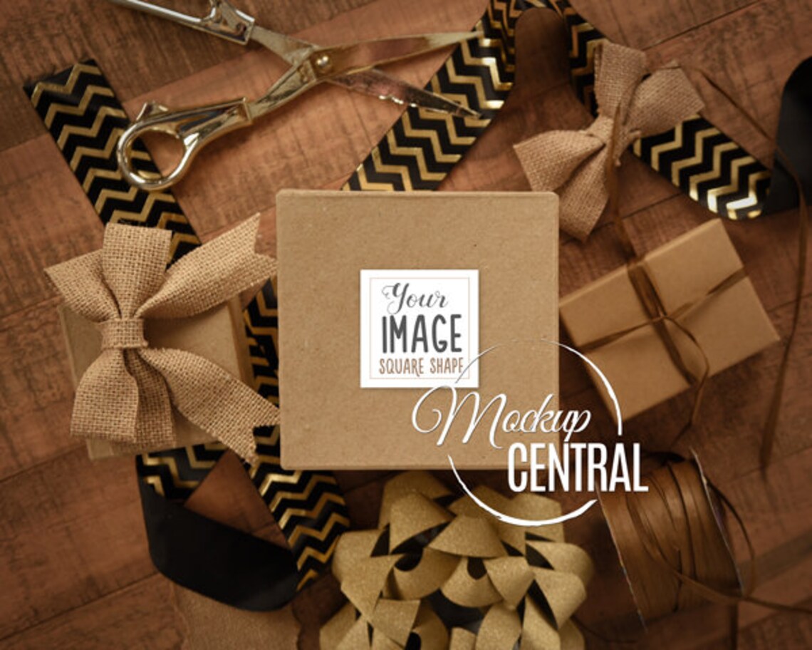 Instant Download Blank Circular Square White Gift Tag Card Mockup ...