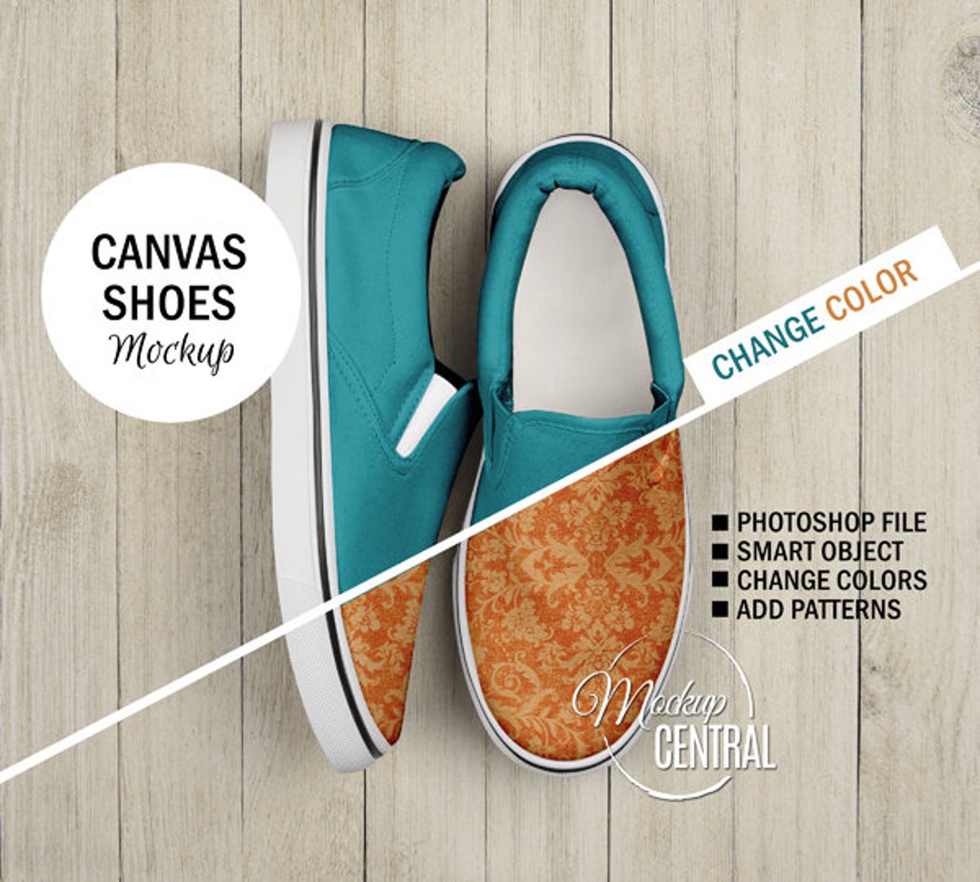 Photoshop Template Blank White Canvas Shoes Mockup, Smart Object Stock ...