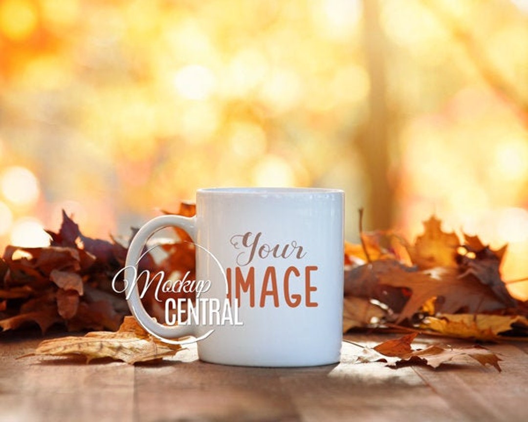 Fall Coffee Cup Mockup, Autumn Country Rustic Mug Photo Mock Up ...